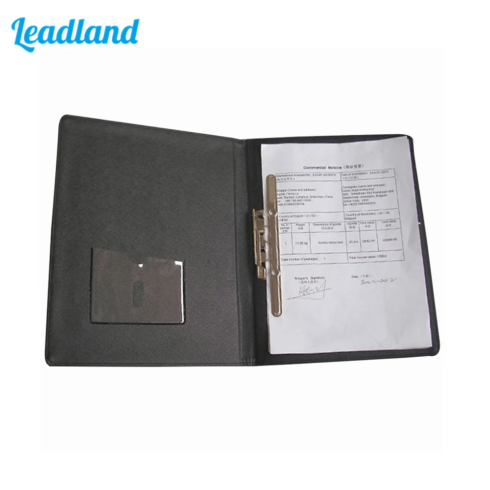A4 PU Leather Business Contract Signature Clip Folder Holder File ...