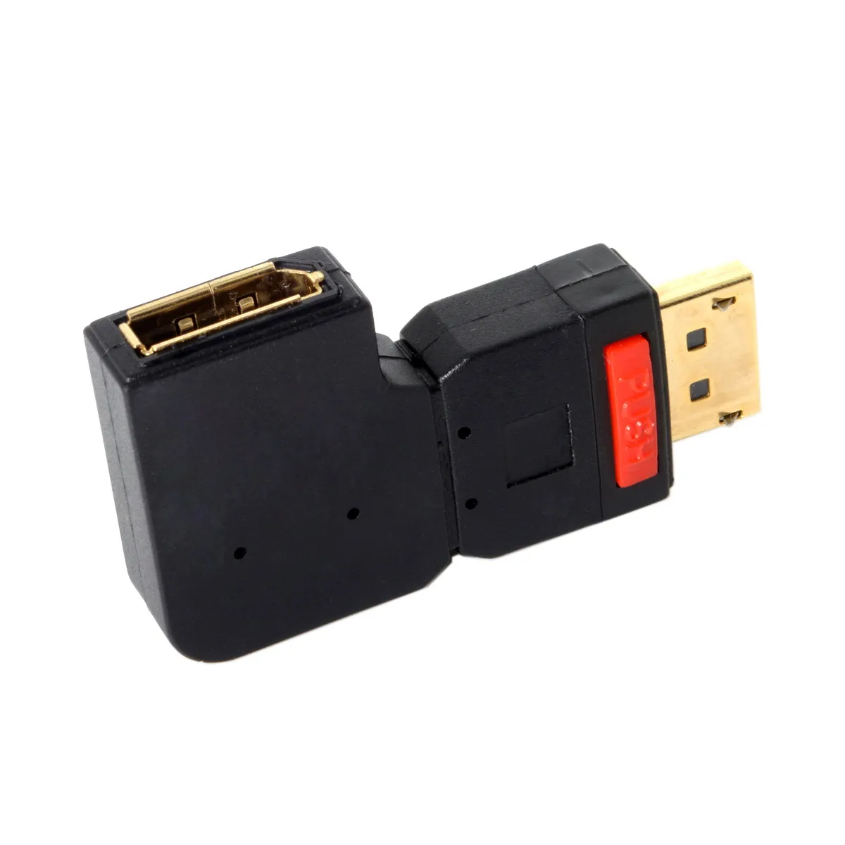 Black Standard 90 Degree Left Angled DisplayPort Male to Female ...