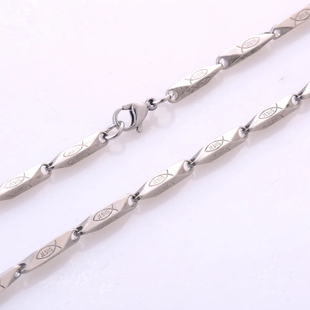 New Fashion Men's Stainless Steel Necklace Chains With Fish Pattern ...