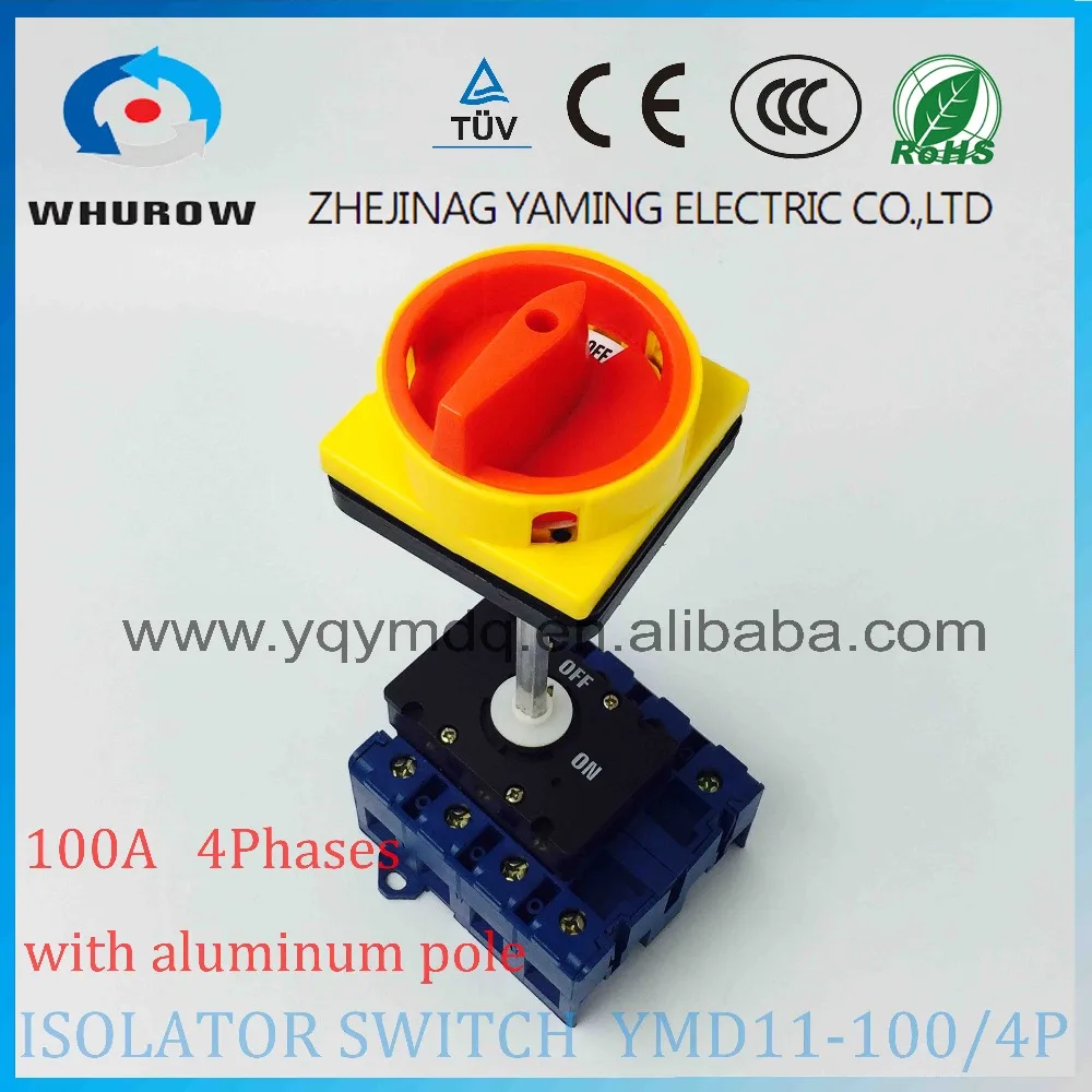 Isolator switch YMD11-100B/4P with padlock aluminum pole 100A Load ...