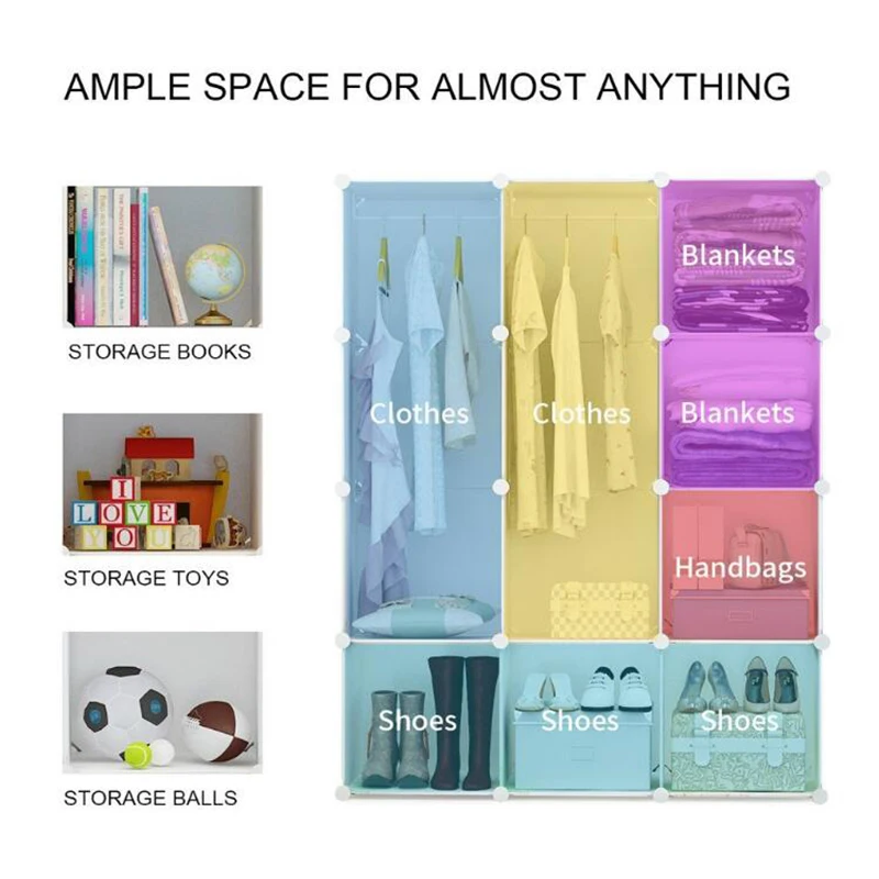 PRWMAN Furniture Clothes Wardrobe DIY Modular Shelving Simple Storage ...