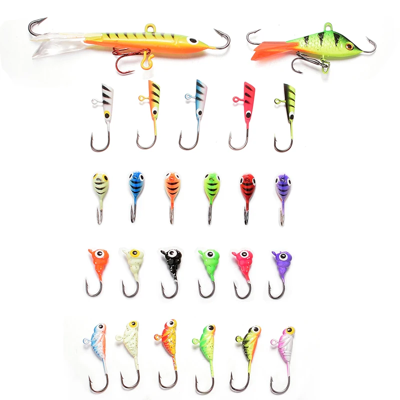 VISSEN Outdoor Fishing 25Pieces Ice Fishing Mini lead Hooks Baits For ...