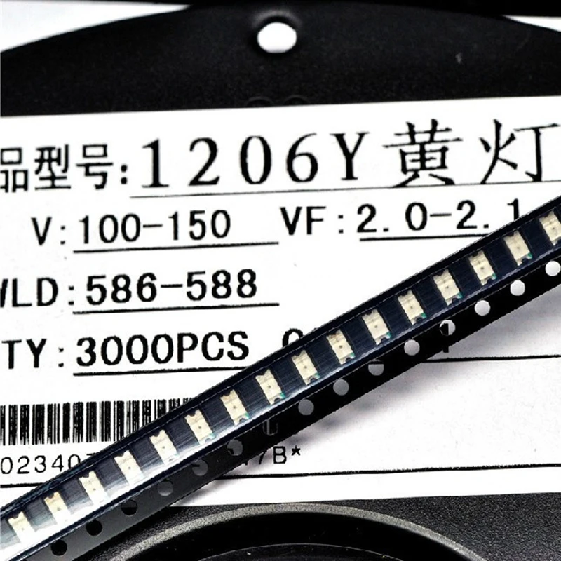 3000PCS/LOT 1206 yellow SMD LED bright yellow light emitting diodes ...