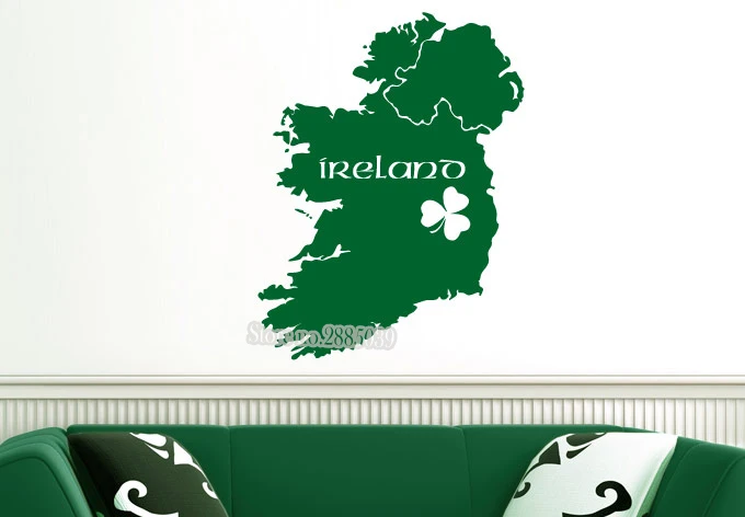 Newly Arrivals Ireland Map Decal Art Wall Vinyl Living Room Bedroom ...