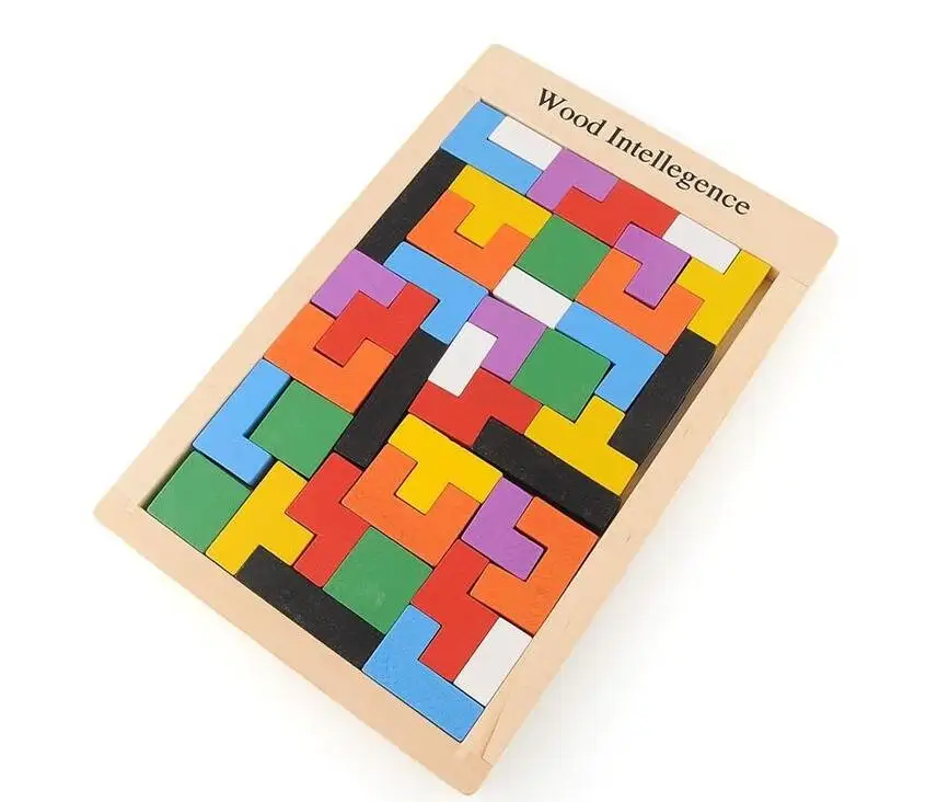 Wood Intellegence Russian Block Colorful Tangram Puzzle Tetris Game ...