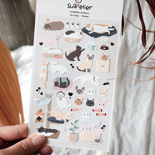 Meow Cute Kitty Decorative Sticker Diary Album Label Sticker DIY ...