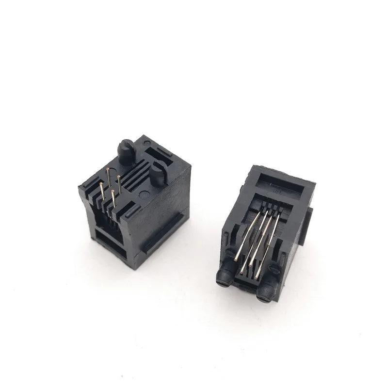 100pcs X Rj11 52-4p4c With Flange 180degree Top-entry Pcb Phone Modular ...
