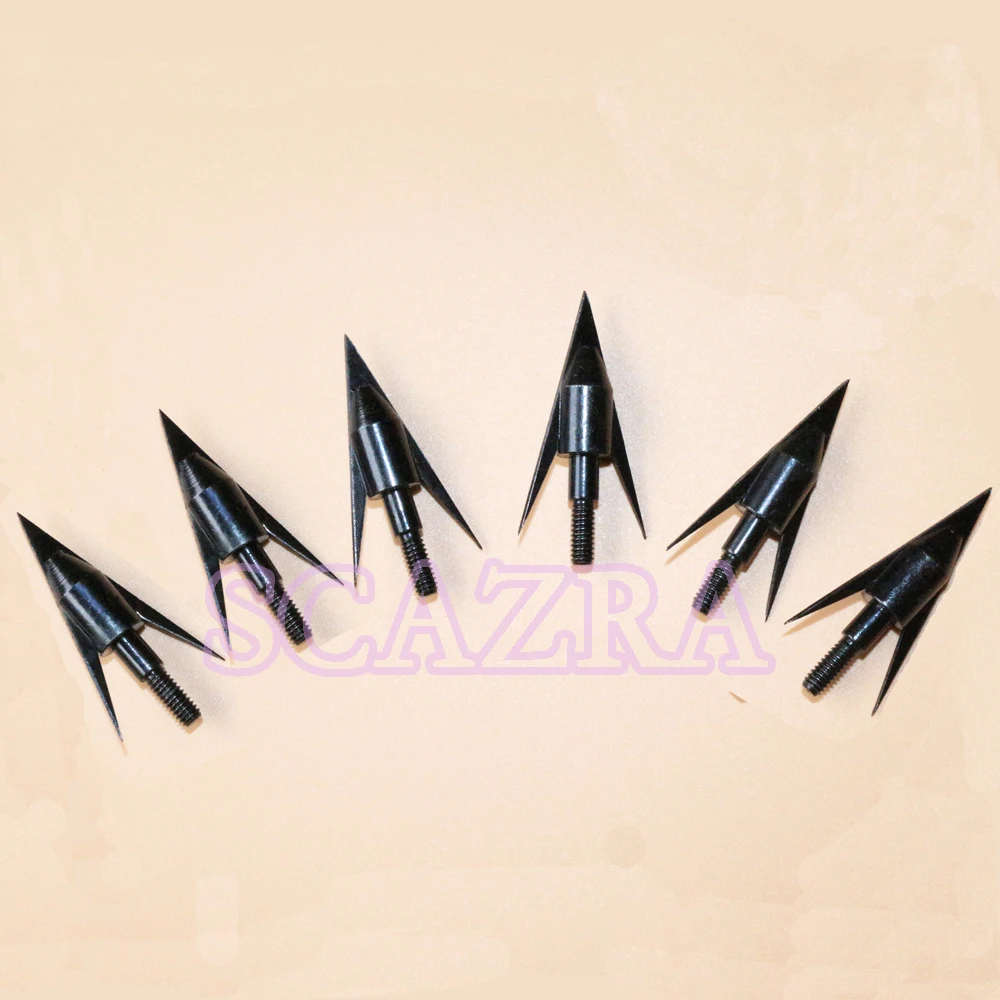 6pcs Black 120 Grain Fixed Blade Barbed Fishing Arrows Broadhead Fish ...