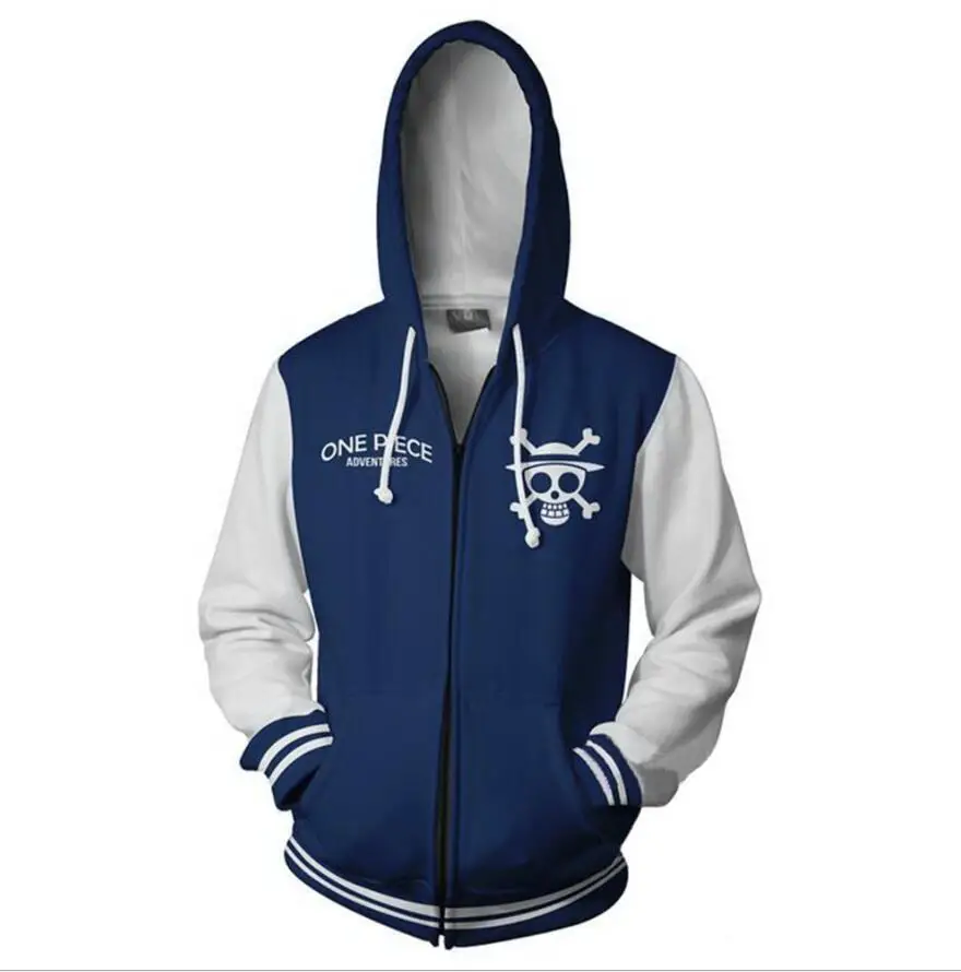 3D Anime One Piece Long Sleeve Zipper Hoodie - AllCosplay.com