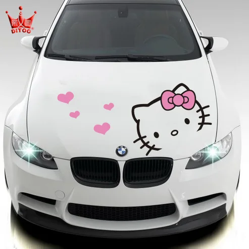 Car styling Hello kitty car sticker car hood stickers and decals for ...