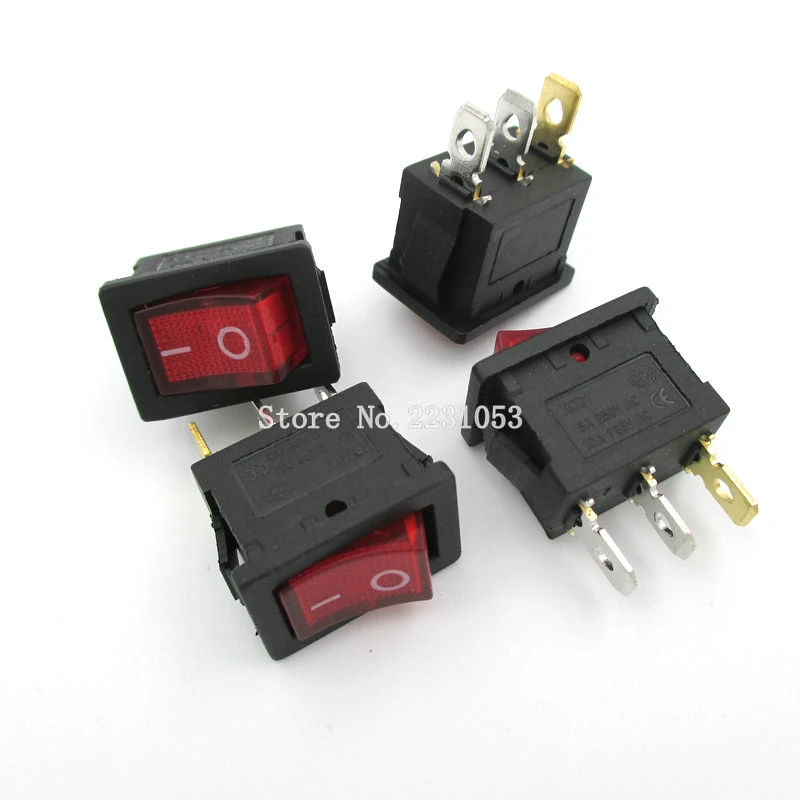 Rocker Switches Electrical Equipment & Supplies 10A 125V Red Light SPST ...