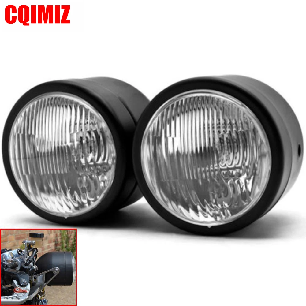 Black Motorcycle Twin Front Headlight For Harley Street Dual Sport Dirt ...
