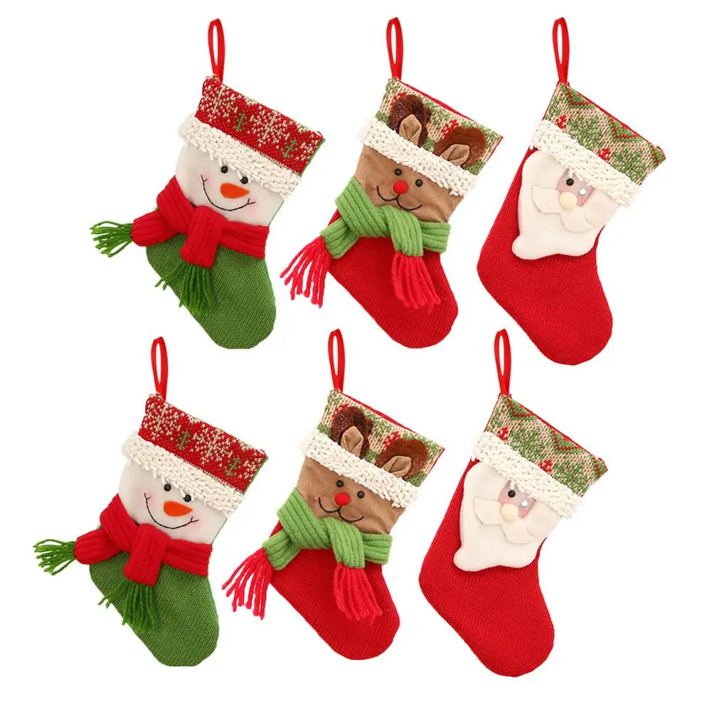 6PCS Christmas Decoration Santa Claus Socks Christmas Tree Pendant ...
