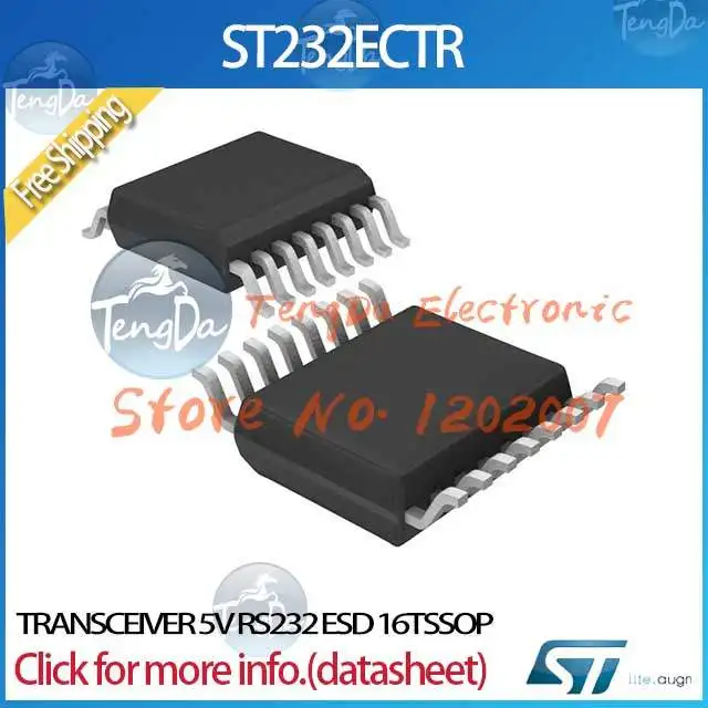 Free Shipping 10PCS/lot ST232ECTR TRANSCEIVER 5V RS232 ESD 16TSSOP 232 ...