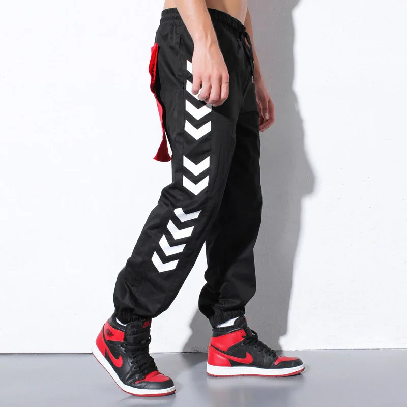 Black Mens Compession Jogger Pants Fashion Design Street Homme Trousers ...