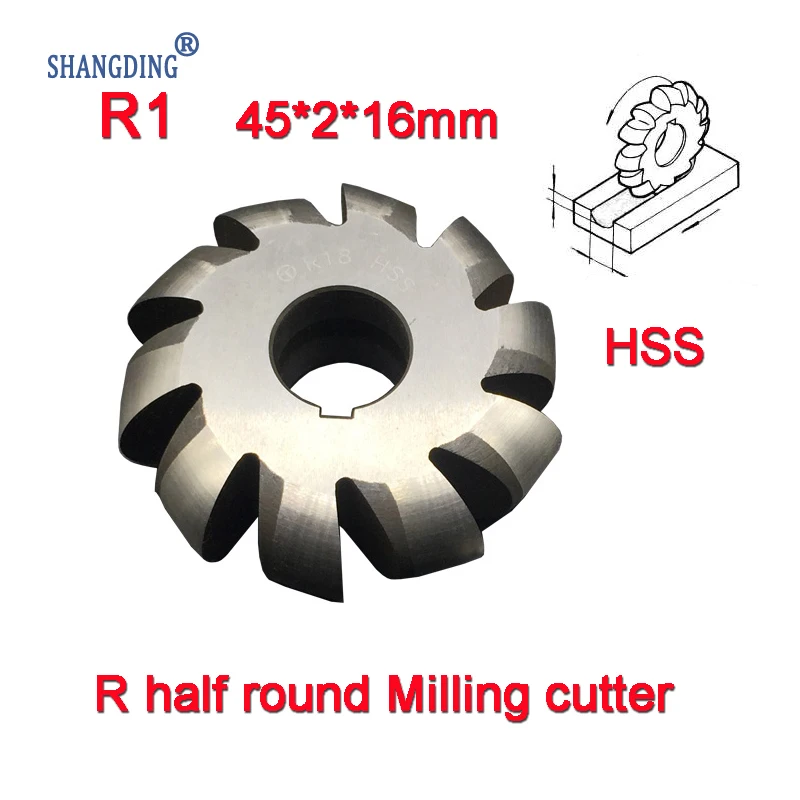 R1.0 45*2*r1*16mm Inner Hole Hss Convex Milling Cutters R Half Round ...