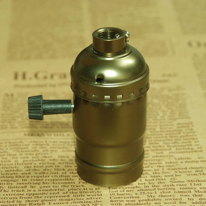 UL Edison Lamp Bases E26E27 Bulb Screw Socket Retro Bronzed Knob Switch ...