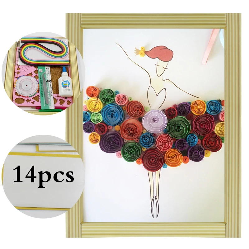 16 colorful Quilling Paper Craft Kits 14Pcs Tool set Rolling Strips DIY ...