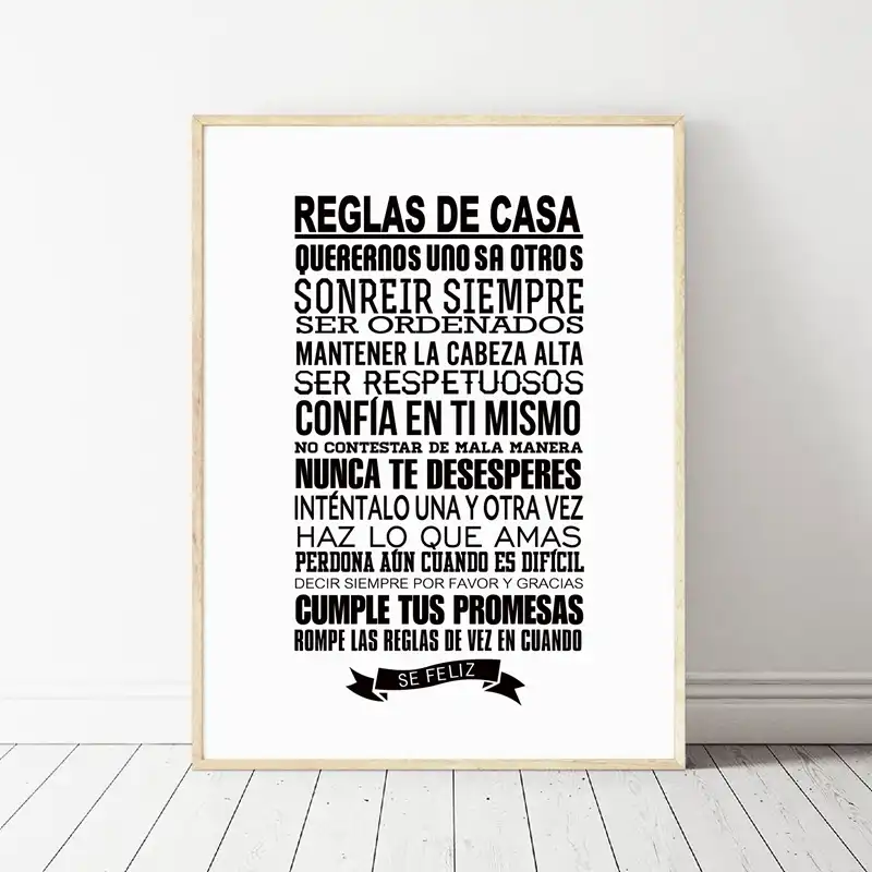Spanish House Rules Wall Art Canvas Painting Home Decor , Spanish ...