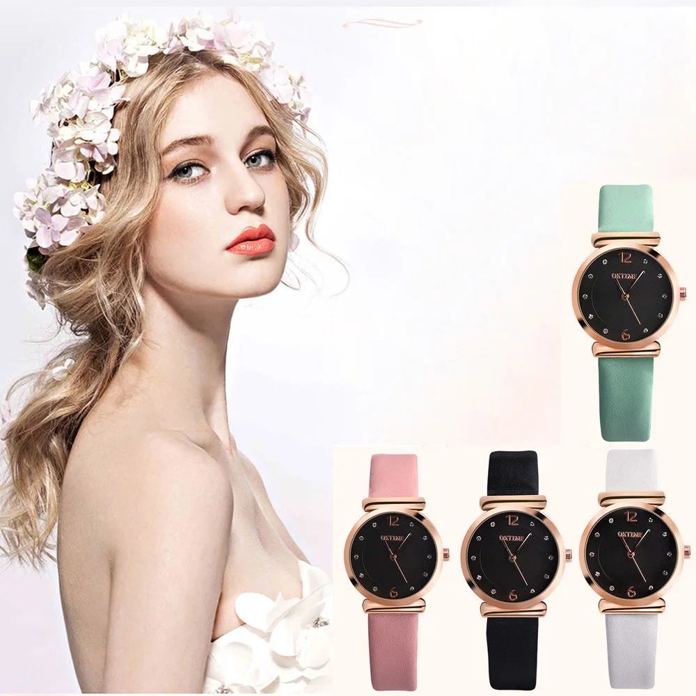 Fashion Women Retro Design Leather Band Analog Alloy Quartz Wrist Watch ...