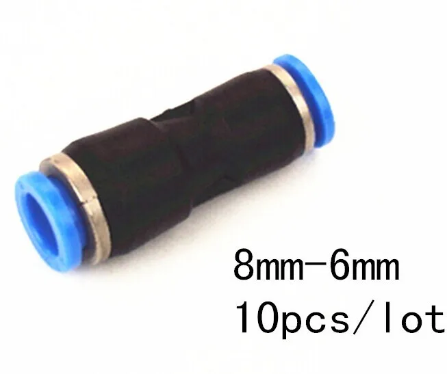 free shipping 10 Pcs 8 6, 8mm to 6mm straight air connector Pneumatic fitting ,plastic pipe ...