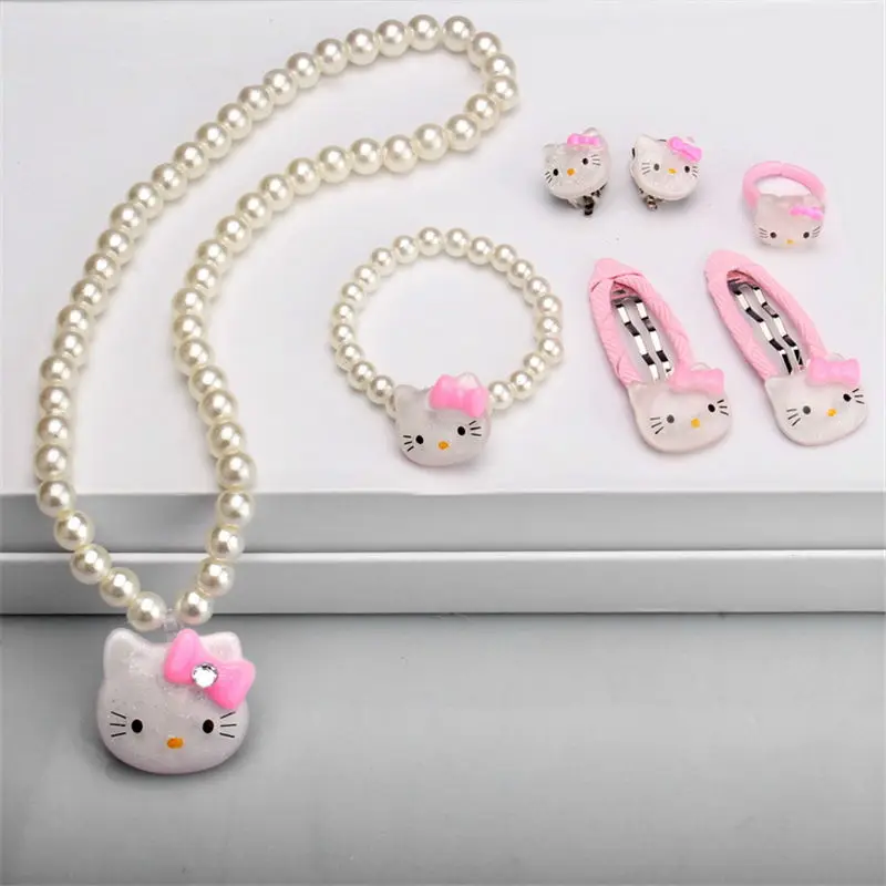 Hello Kitty Style Necklace Bracelet Hairpin Accessories Set For ...