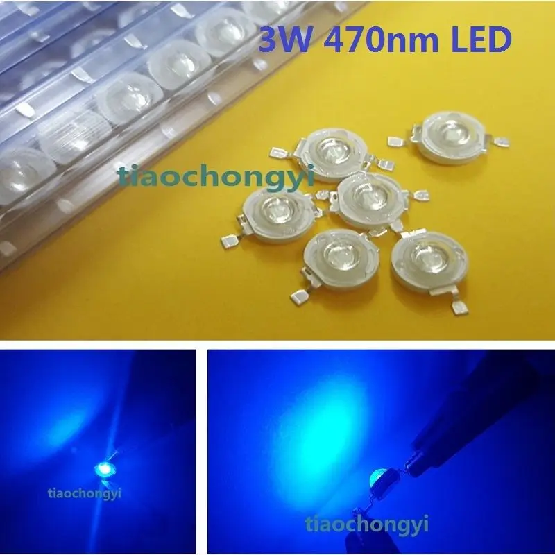 1000PCS 3W Blue High power LED Emitter 470nm 700mA 3.6V LED light ...
