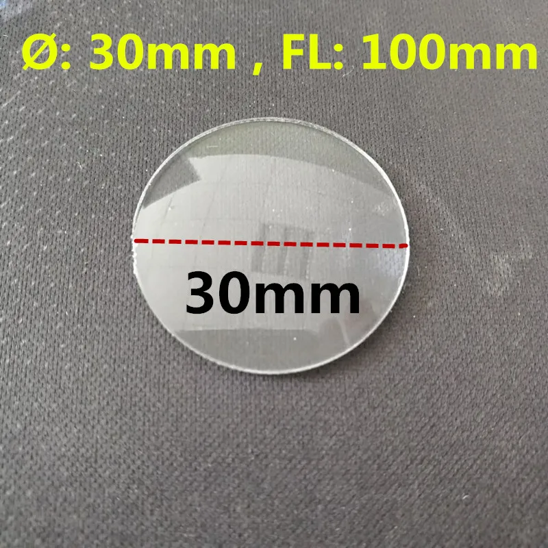 pmma plano convex acrylic lens diameter 30mm focal length 100mm