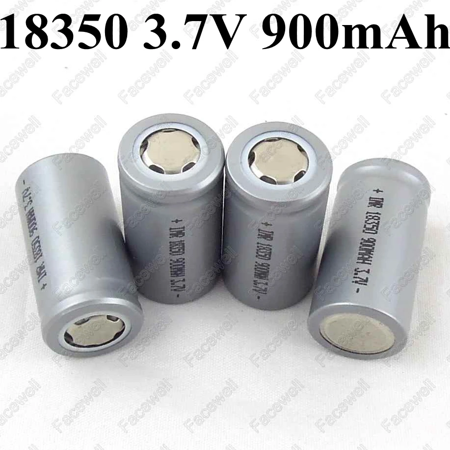 10ps lithium battery 18350 3.7v 900mah rechargeable battery 2A 18350 3 ...
