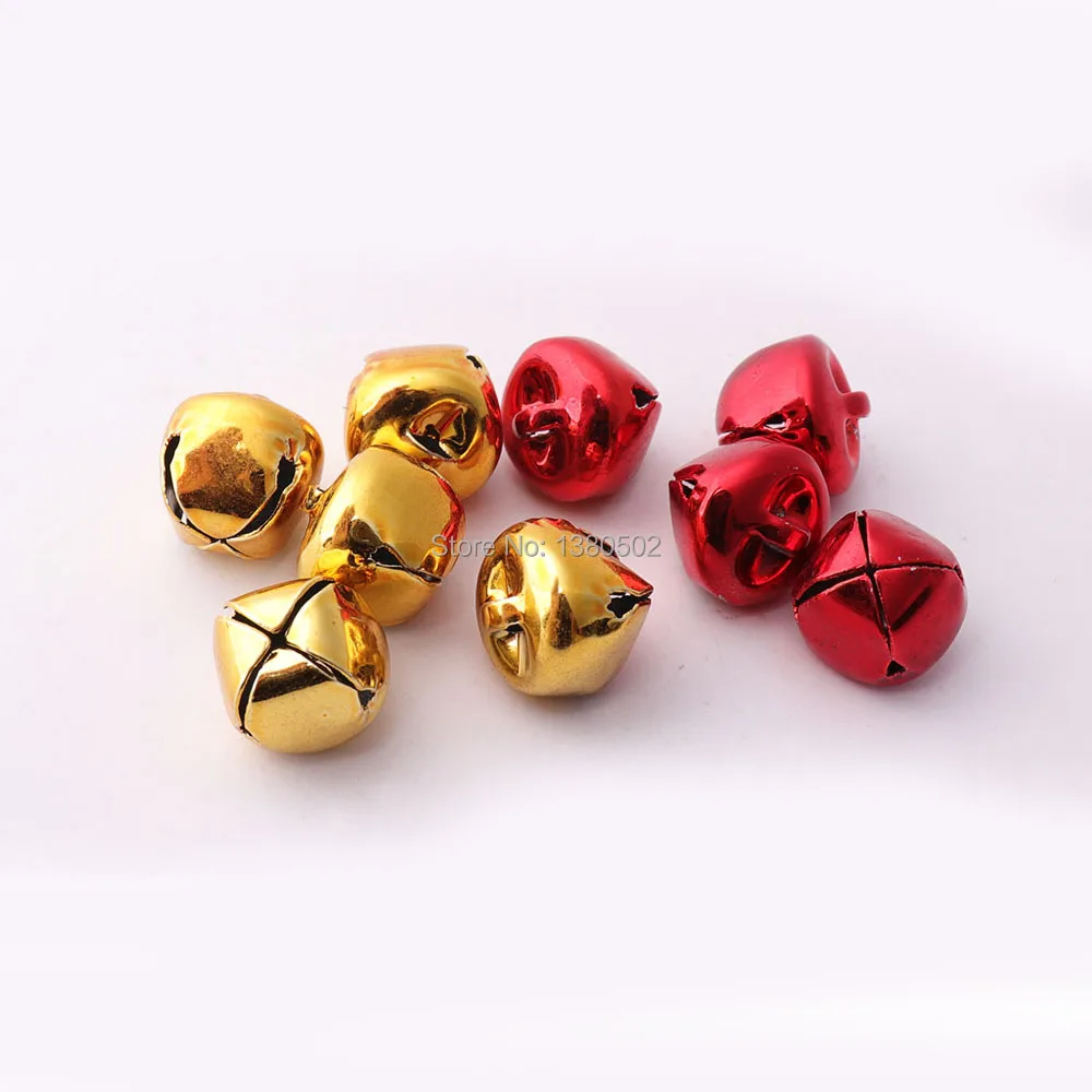50pcs/lot 12mm Red And Gold Color Metal Small Bell Jingle Bell For ...