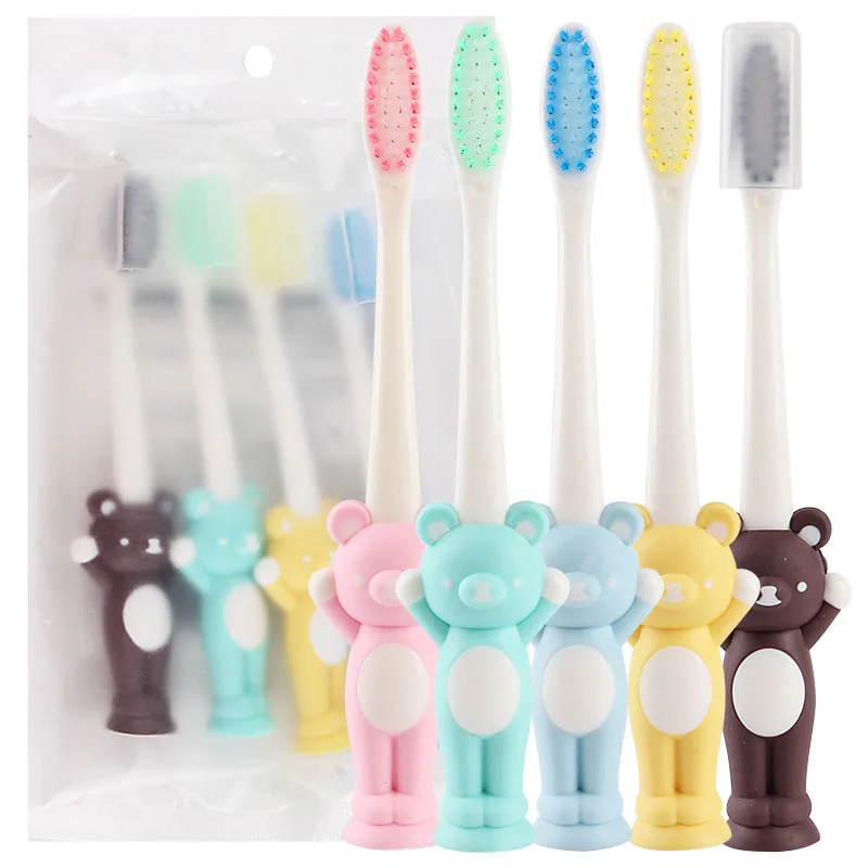 4pcs/set Children Cute Cartoon Rabbit Bear Toothbrush Kids Oral Hygiene ...