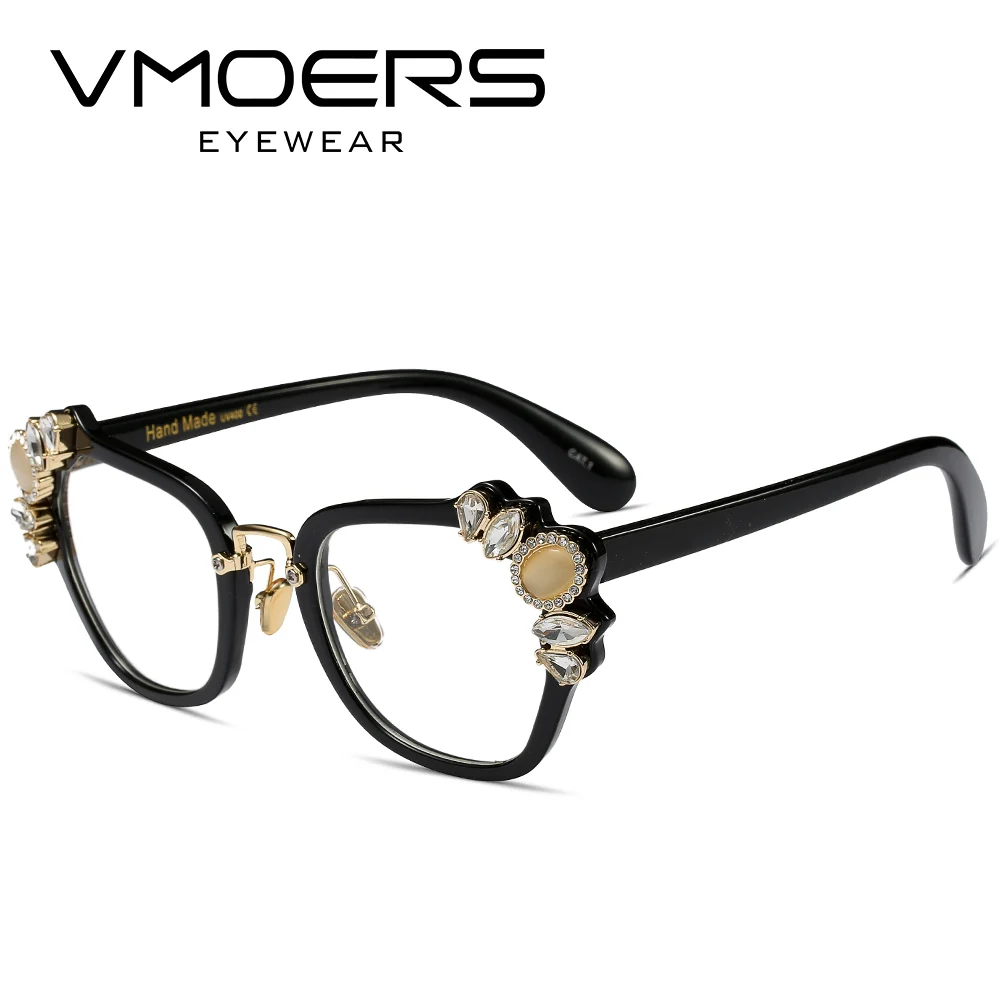 VMOERS Retro Rivet Spectacle Frame Square Fake Eyeglasses Frames Women ...