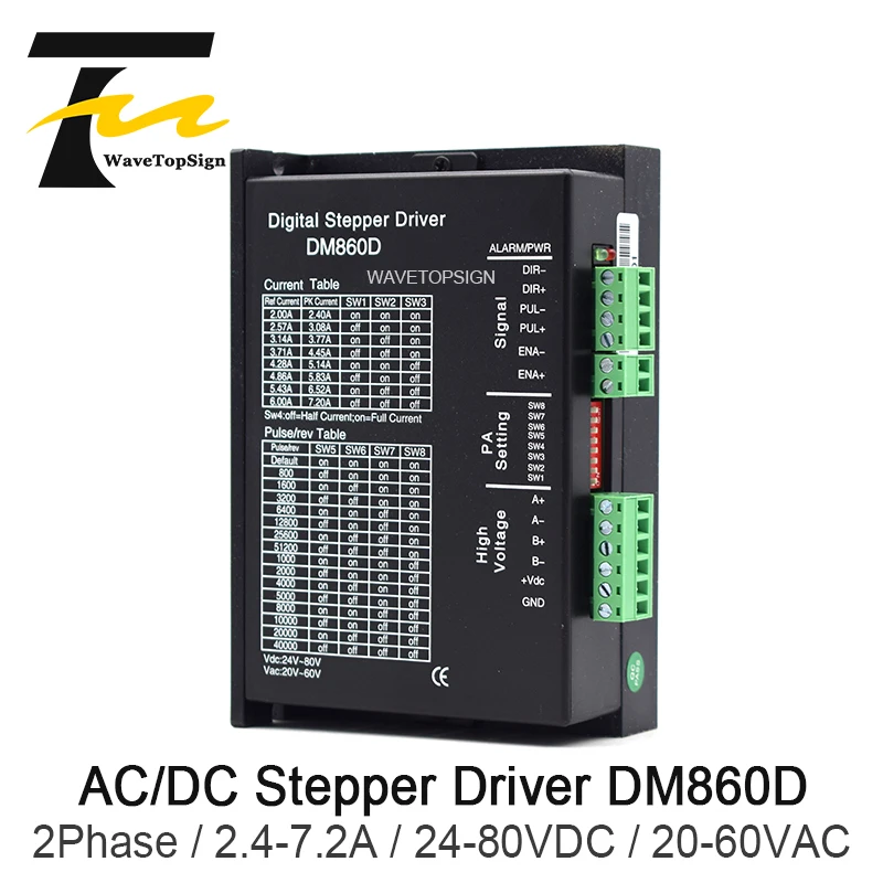 2Phase Stepper Motor Driver DM860D Current 2.4-7.2A Input Voltage 24-80VDC 20-60VAC Engraving ...