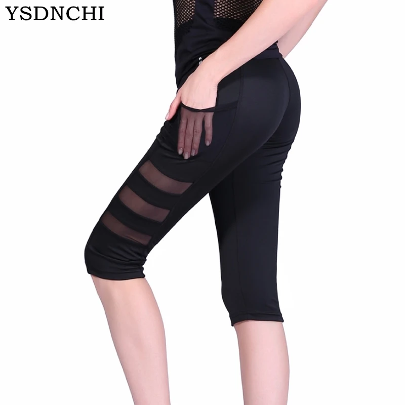 Ysdnchi Women Leggings High Elastic 3 4 Pocket Mid Calf Skinny Womens