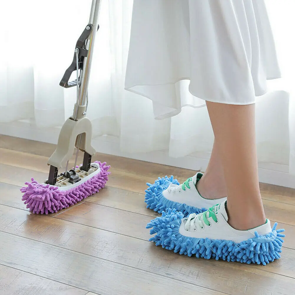 2Pcs Mop Slippers Lazy Floor Foot Socks Shoes Quick Polishing Cleaning ...