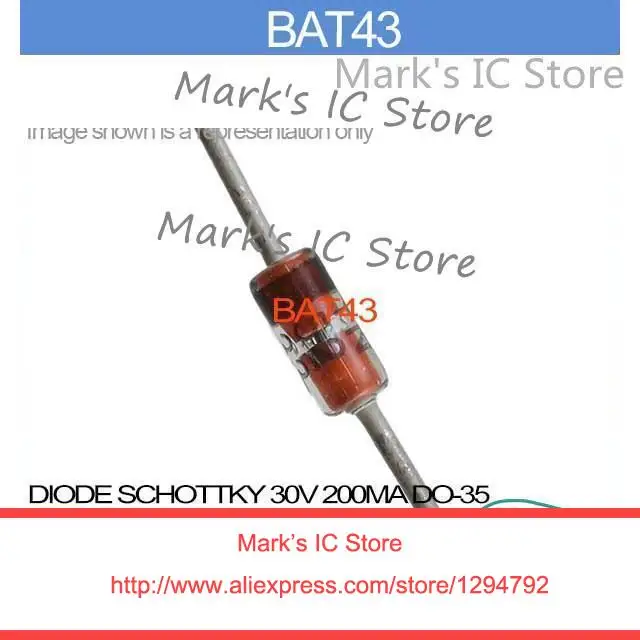 BAT43 DIODE SCHOTTKY 30V 200MA DO 35 BAT4 43 BAT 43 BAT 43|diode 1n4007 ...