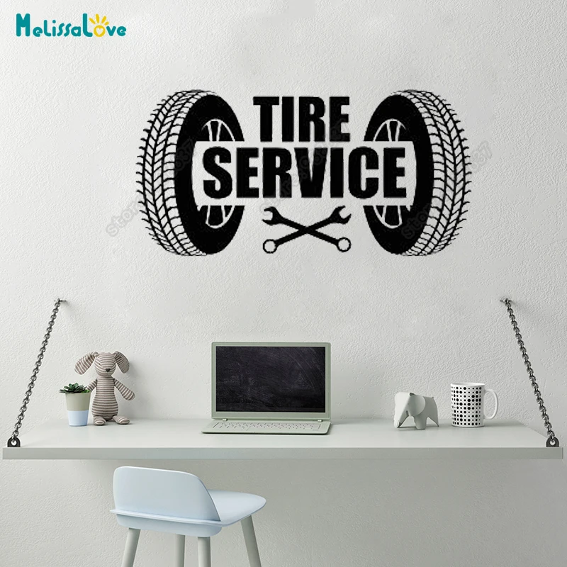 Tire Service Decal Auto Repair Shop Service Salon Tires Repair Tools ...