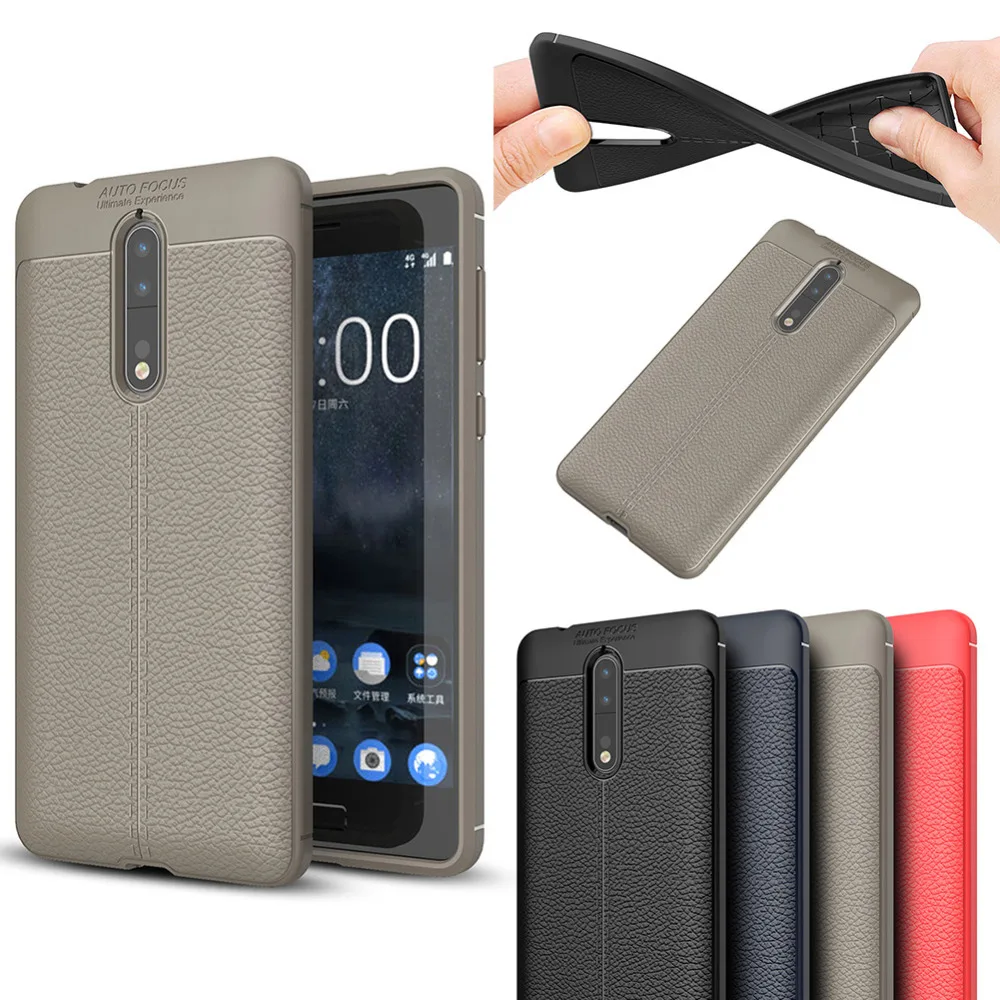 Luxury Soft TPU Case for Nokia 8 Case, Lychee Leather Skin Back Cover ...