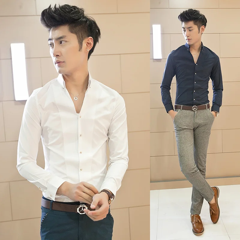Korean Hairdresser Barber Shop Attendant Work Wear Shirt Men