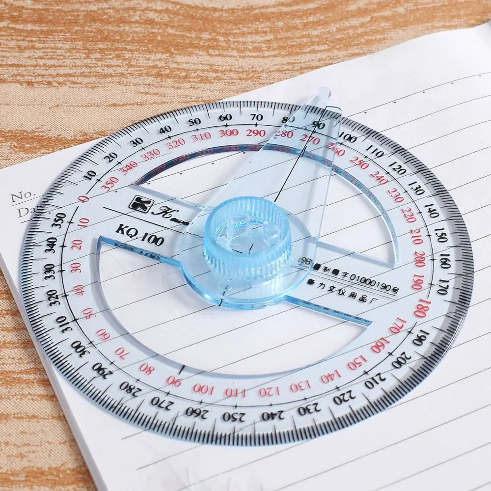 1PC Circular 10cm Transparent Plastic 360 Degree Pointer Protractor ...