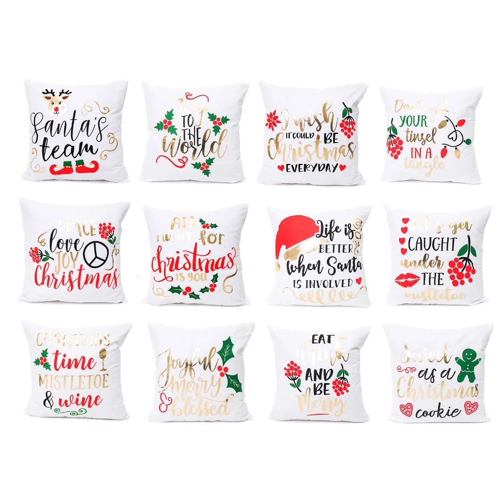 크리스마스 산타 클로스 홈 사파 장식 베개 커버 크리스마스 스타일 코튼 린넨 쿠션 커버 북유럽 해피 뉴 이어 선물 크리스마스