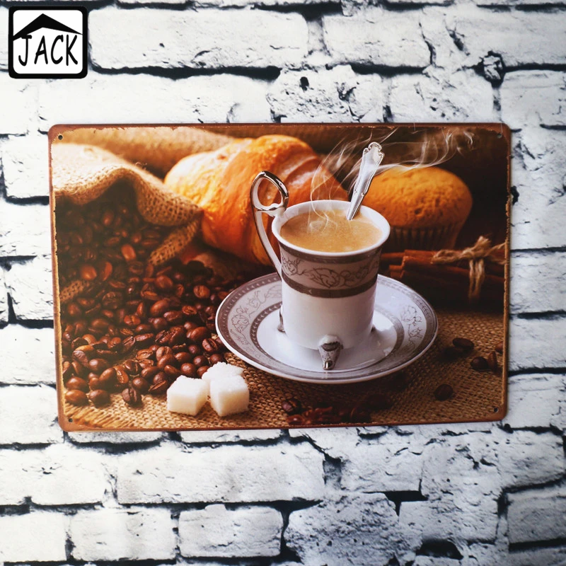 Fresh Hot Coffe Vintage Metal Tin Signs Room Cafe Club 20X30CM Wall ...
