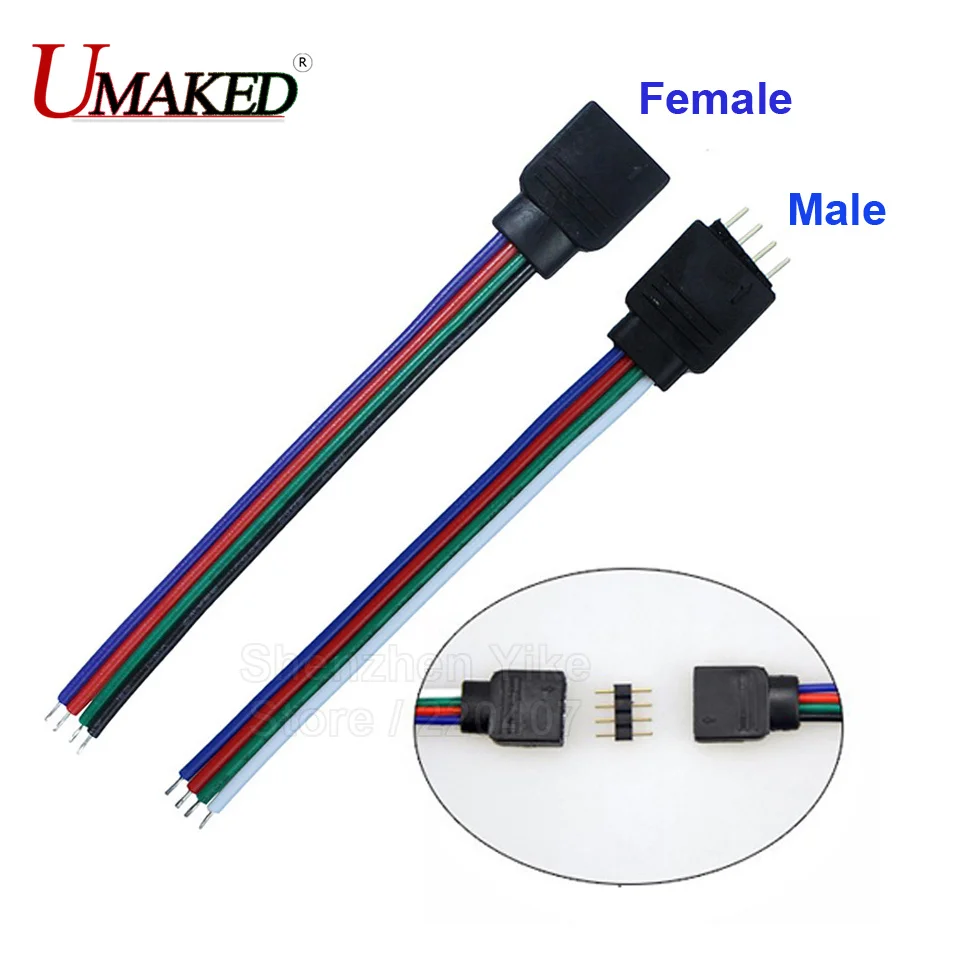 4Pin led strip connector RGB Connector 4pin 10cm Free Welding Connector ...