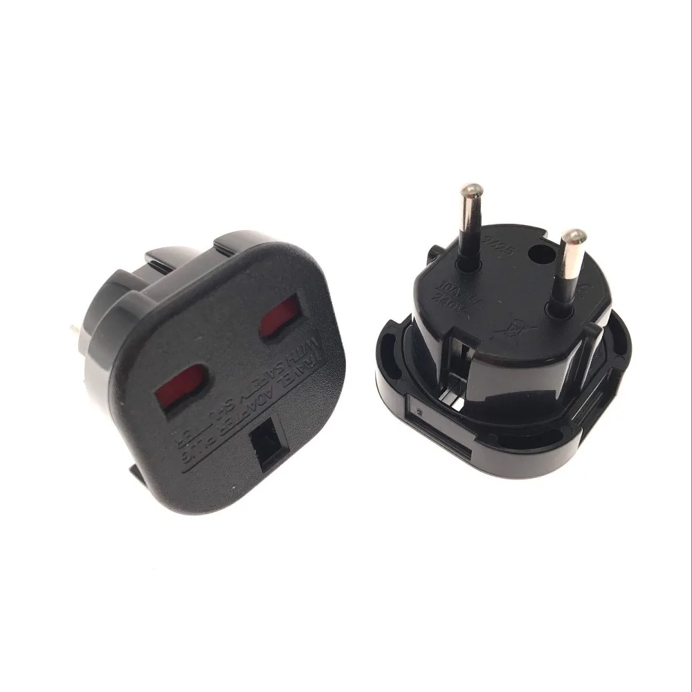 Eu To Uk 3pin Plug Europe Travel Converter Adapter Plug 2pin Wall Plug ...