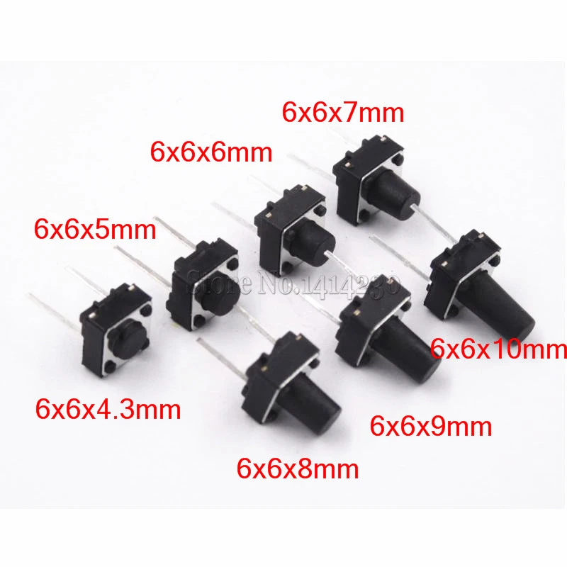20Pcs Tactile Switch Momentary Tact 6x64.3/5/6/7/8/9/10mm 6*6*4.3mm 5mm ...