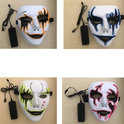 2018 New Halloween LED Full Face Luminous Flashing Face Terror Mask ...