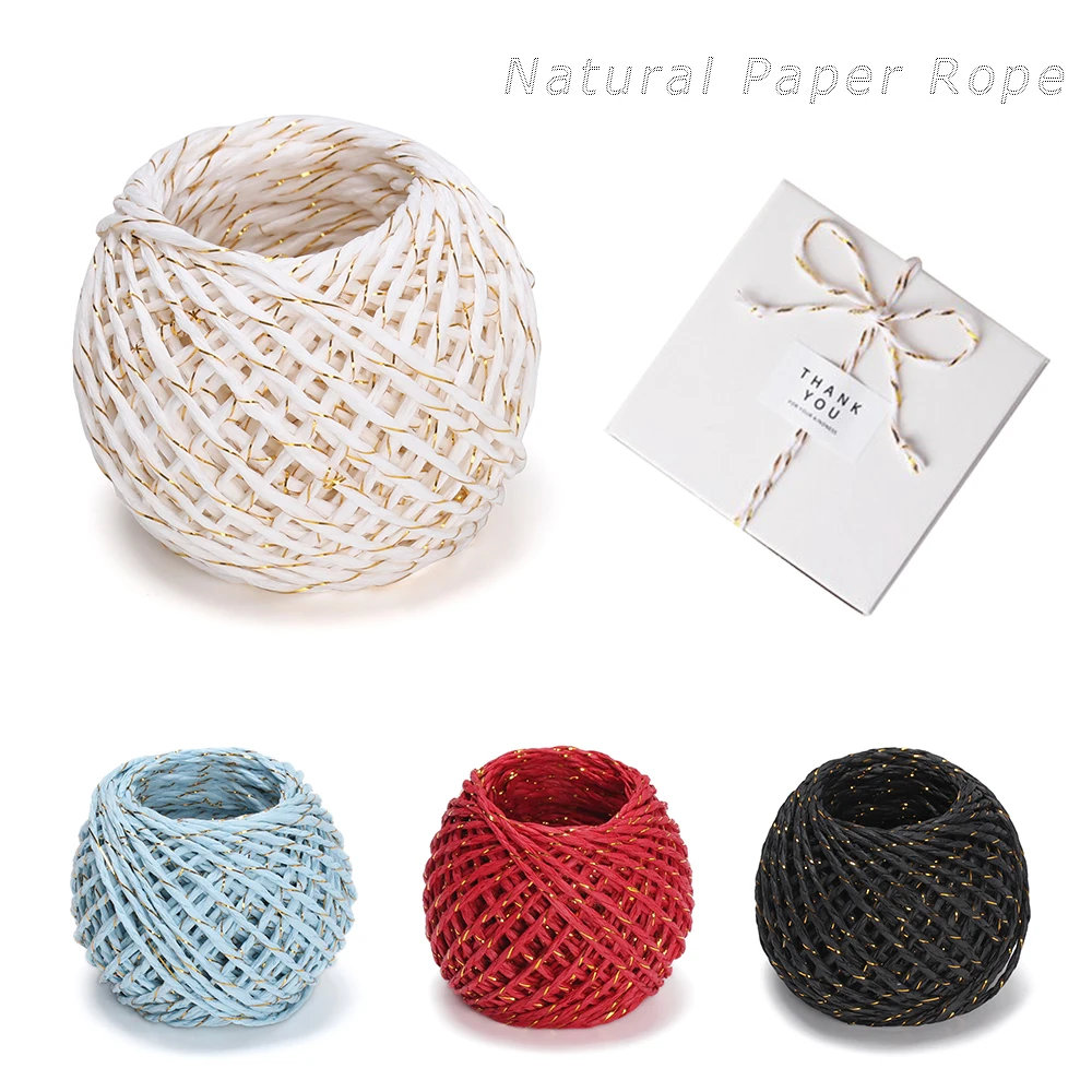1Roll 20m Natural Paper Rope Gift Box String Rope Floral Craft Wedding ...