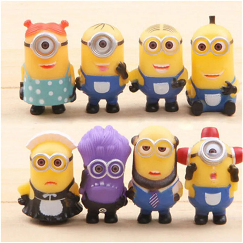 8Pcs Despicable Me Minion Character Display Figures Kids Cake Toppers ...