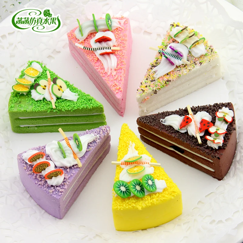 High artificial cake model triangle circle multicolour cake PU material ...