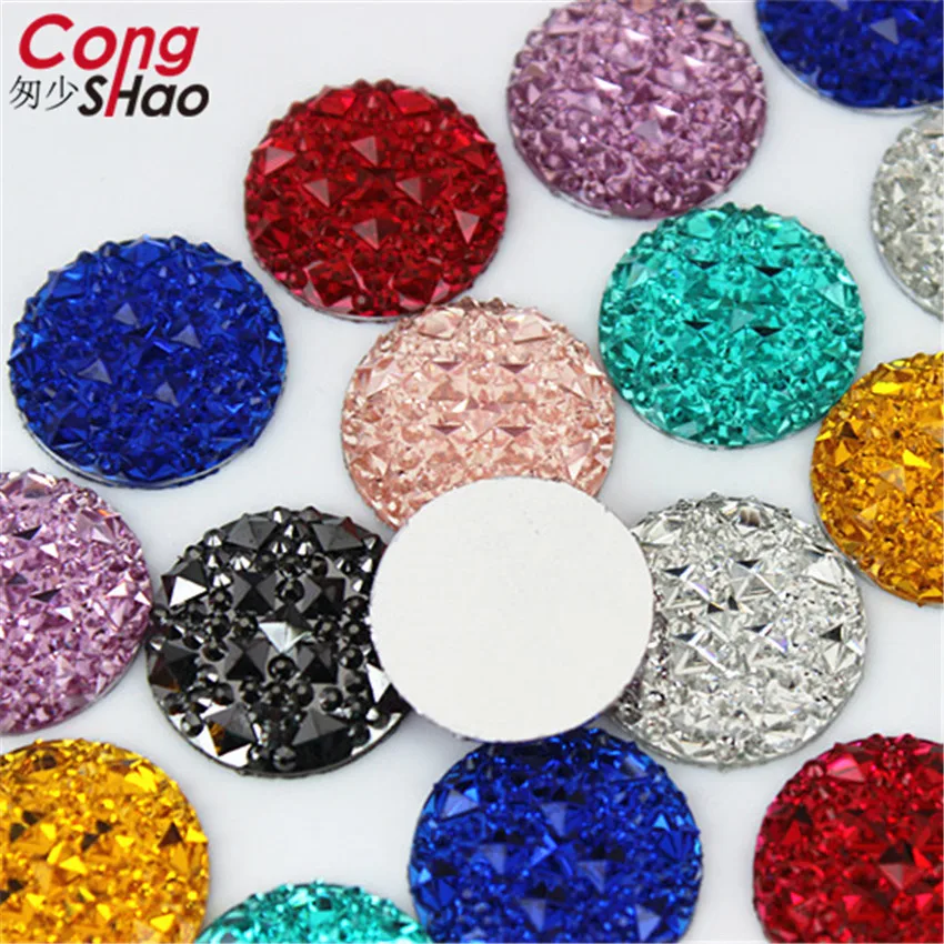 Cong Shao 100pcs 20mm Colorful Round Flat Back Beads Stones And ...